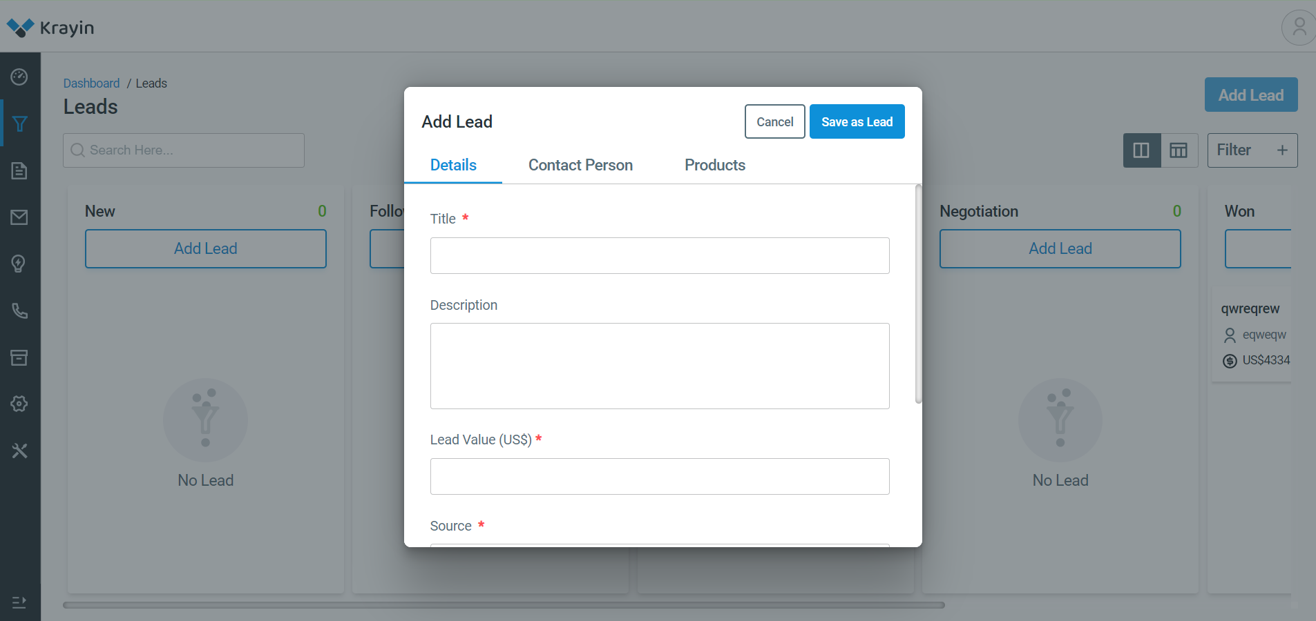 How to create leads in Krayin? | Laravel CRM Software