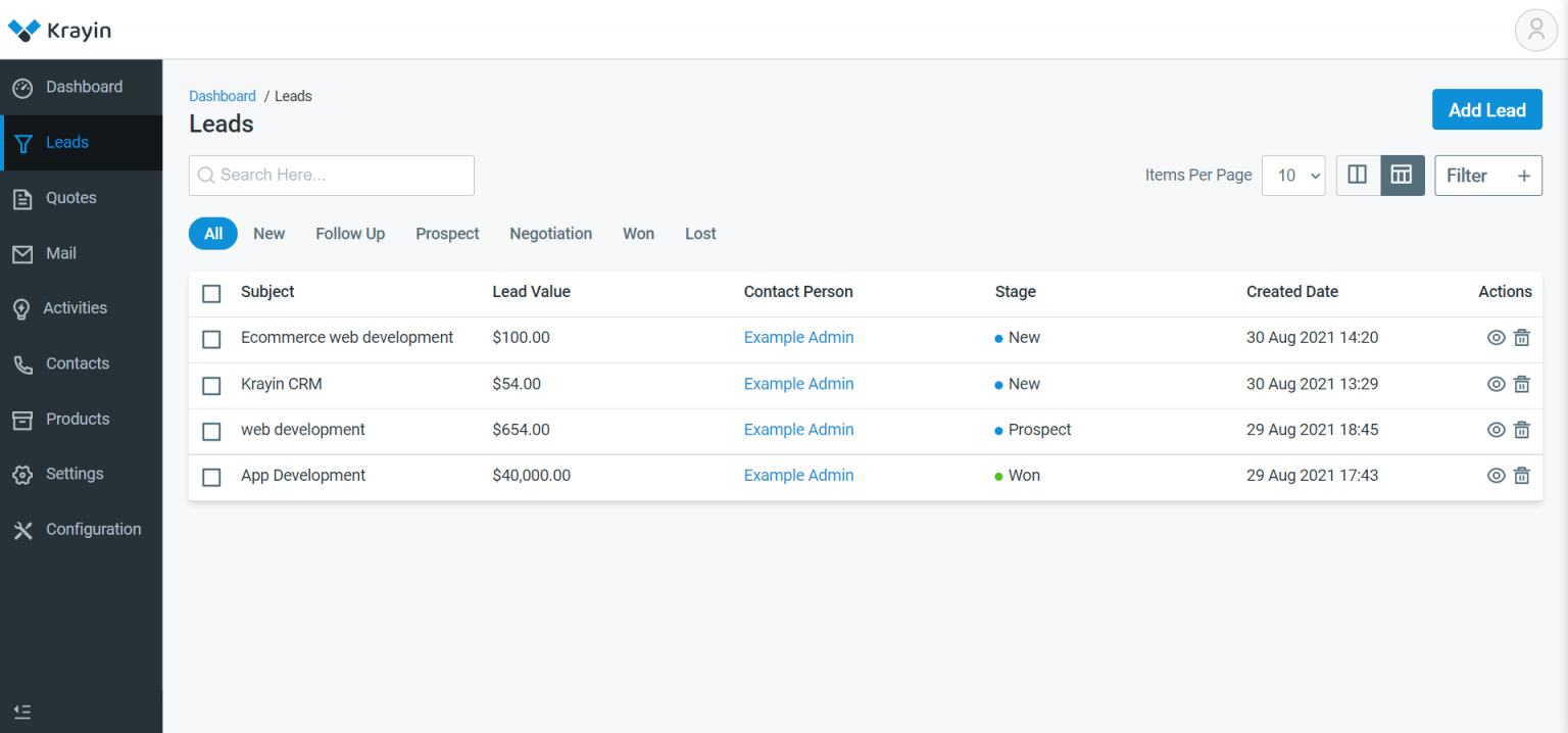 How To Create Leads In Krayin Laravel Crm Software