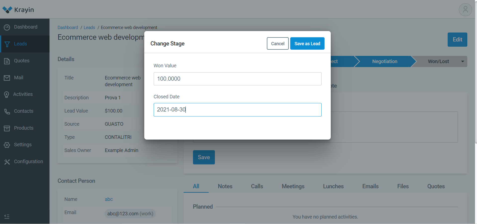 How To Create Leads In Krayin Laravel Crm Software