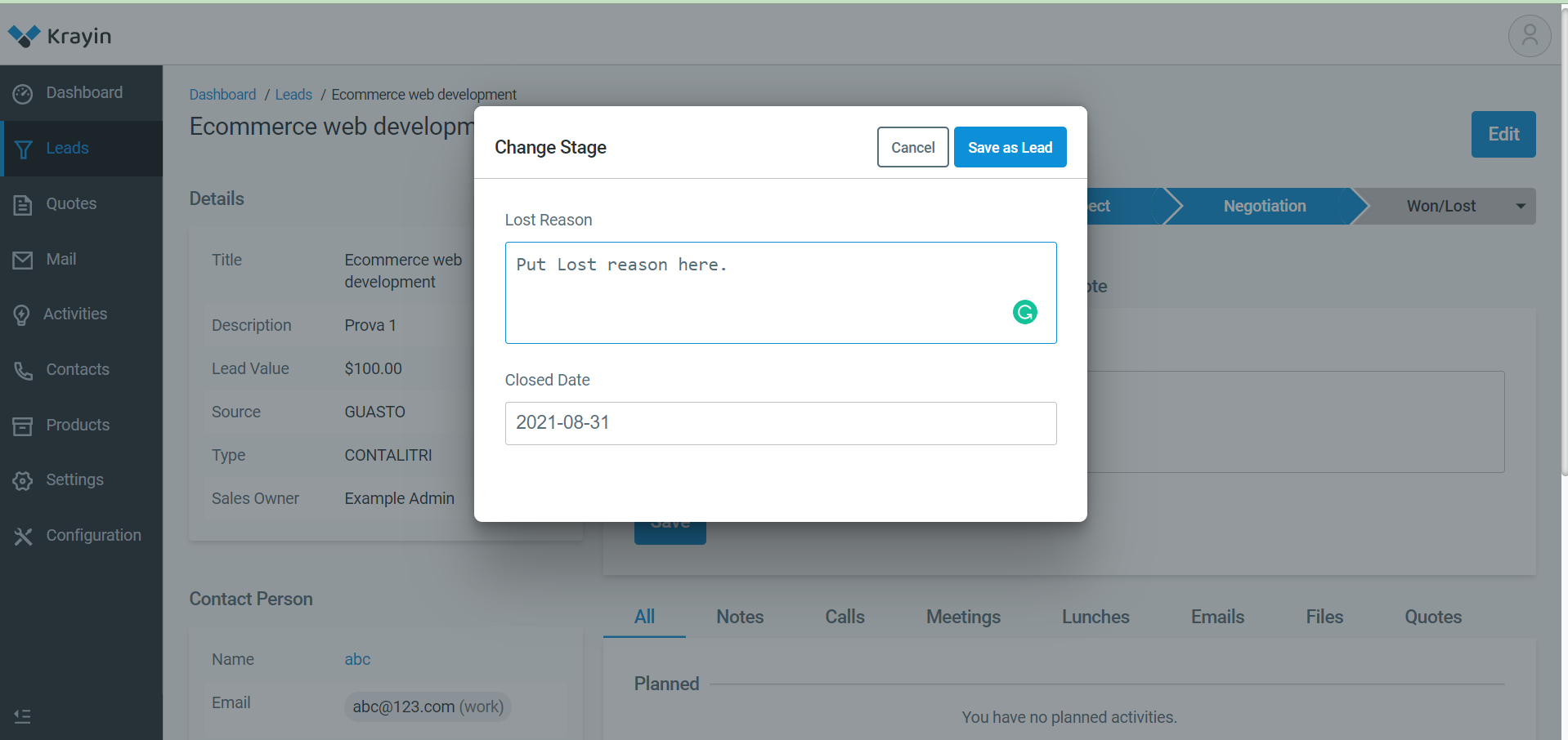 How To Create Leads In Krayin Laravel Crm Software
