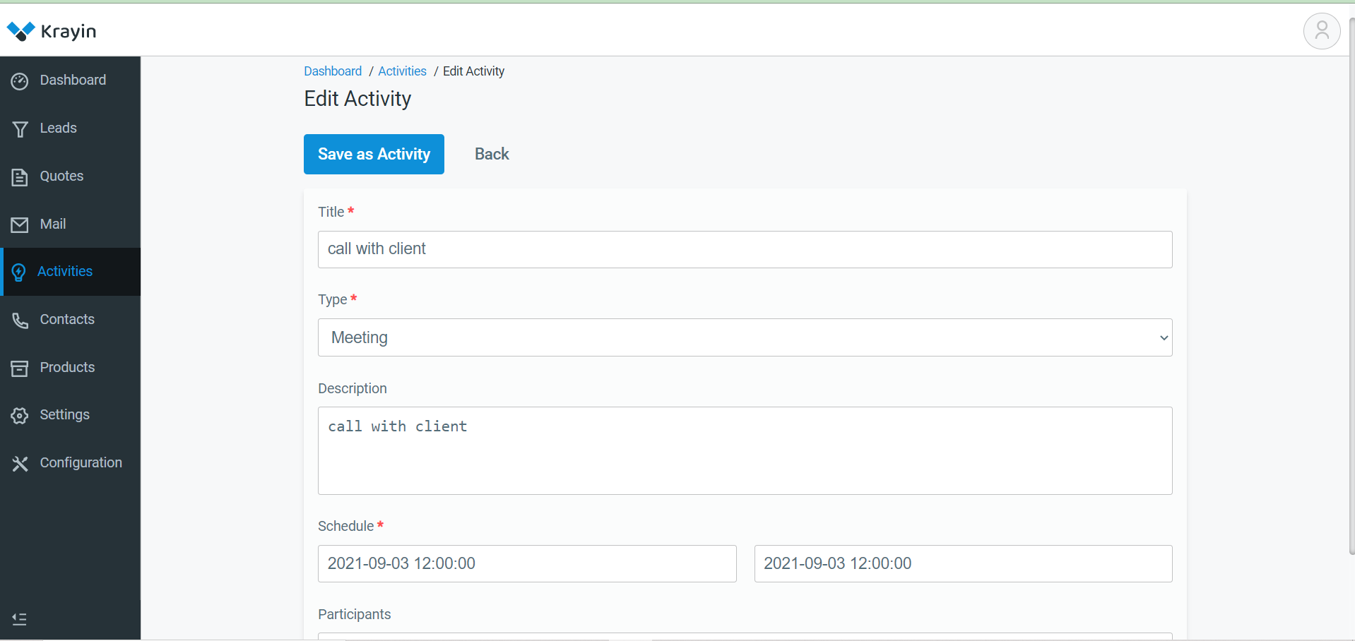 How To Manage Crm Activities In Krayin Laravel Opensource Crm