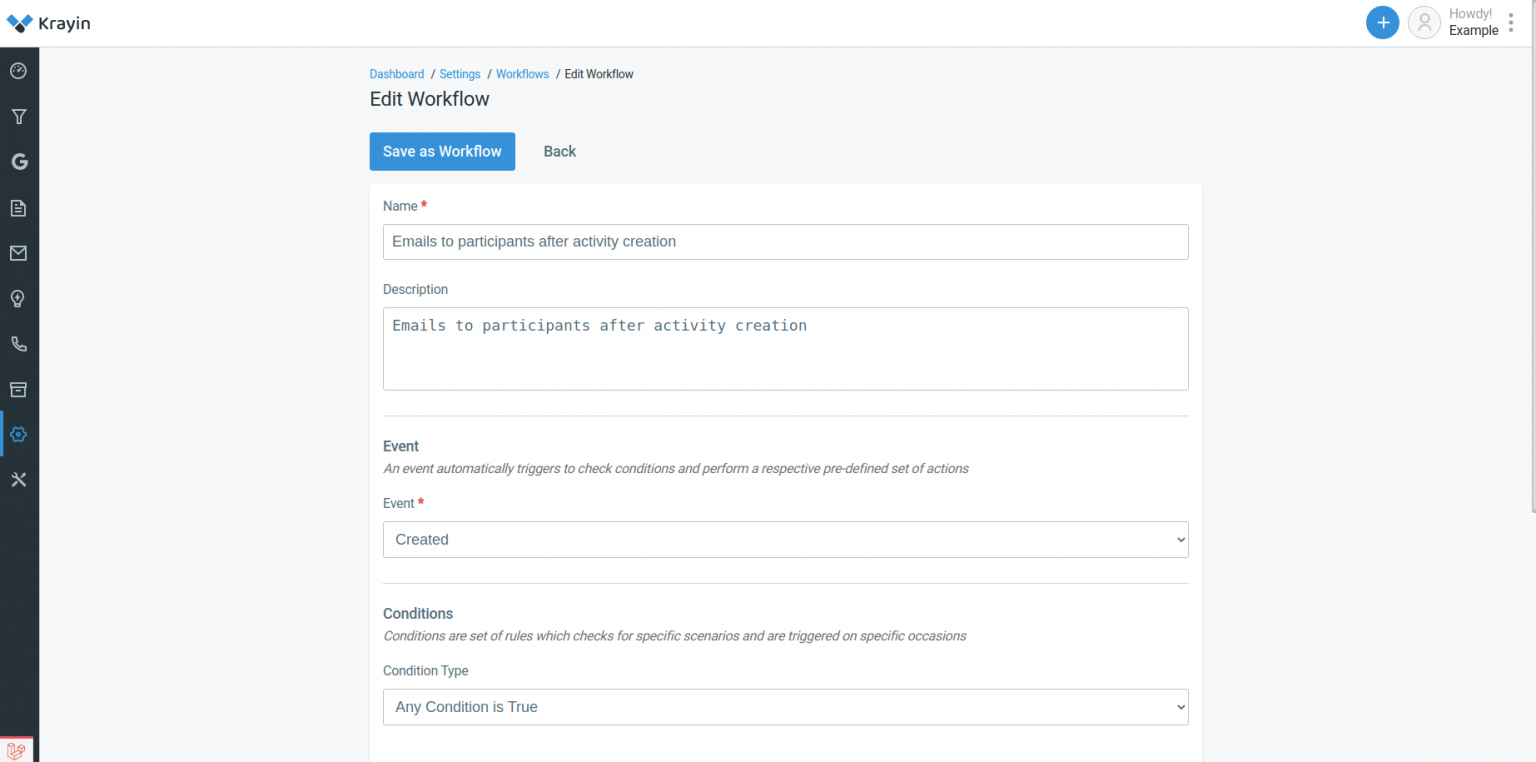 How to set up Workflow in Laravel CRM? | Krayin CRM